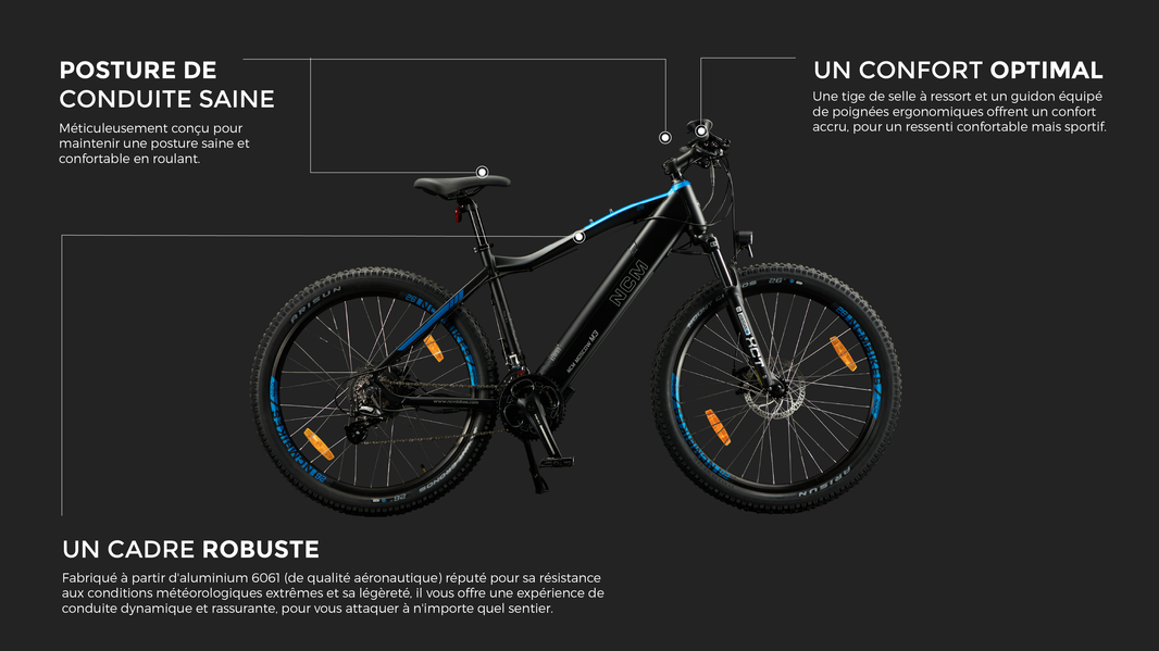 NCM M3 - VTT électrique polyvalent pour aventure | Livraison gratuite